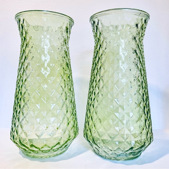Paula DPS | Accents | Paula Dps Diamond Pattern Glass Vases Green ...